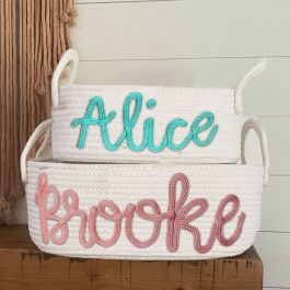 Monogramed Baby Name Basket, Newborn Shower, Baby Nursery Gift ...